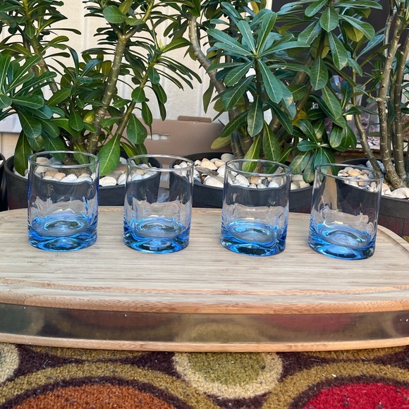 Libbey | Dining | Vintage Libbey Set Of 4 Ice Blue Pinched Sides Libbey ...